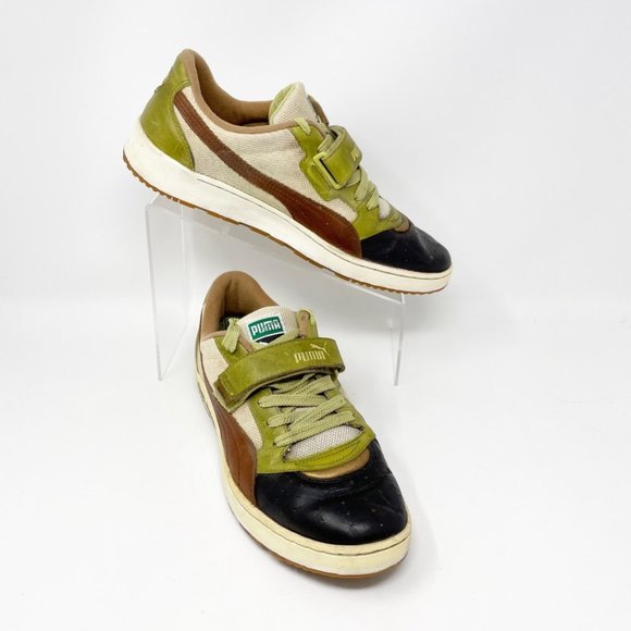 Puma | Shoes | Puma Mens Contact Black Brown Green Leather Tan Textile ...